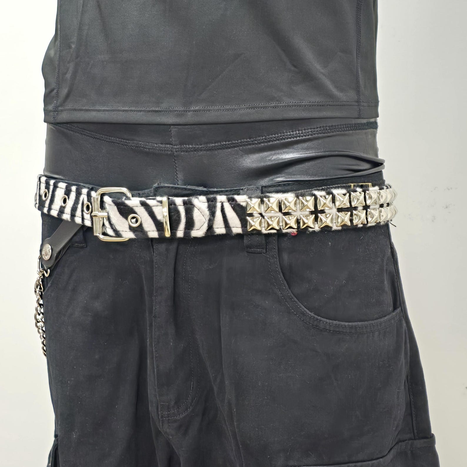 Leopard Cheetah Double Pyramid Studded Belt Punk Goth Rock Style ...