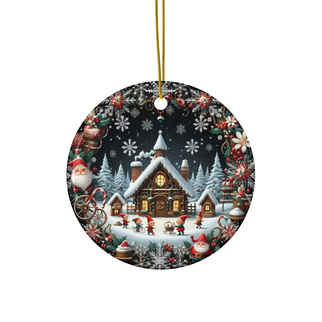 Gingerbread House Ceramic Christmas Ornament - Etsy