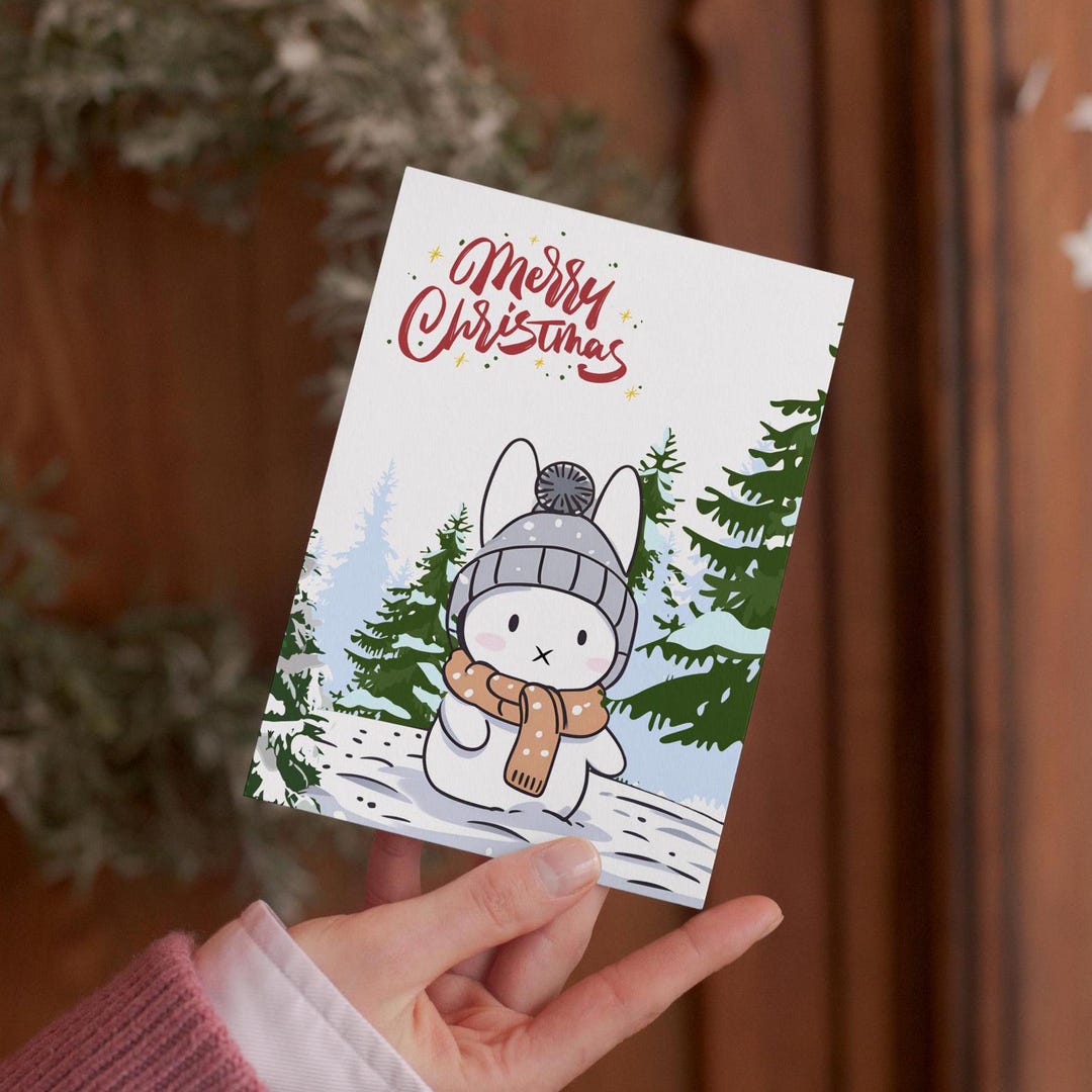 Miffy Christmas Greeting Card, Printable Miffy Card , Cute Christmas ...