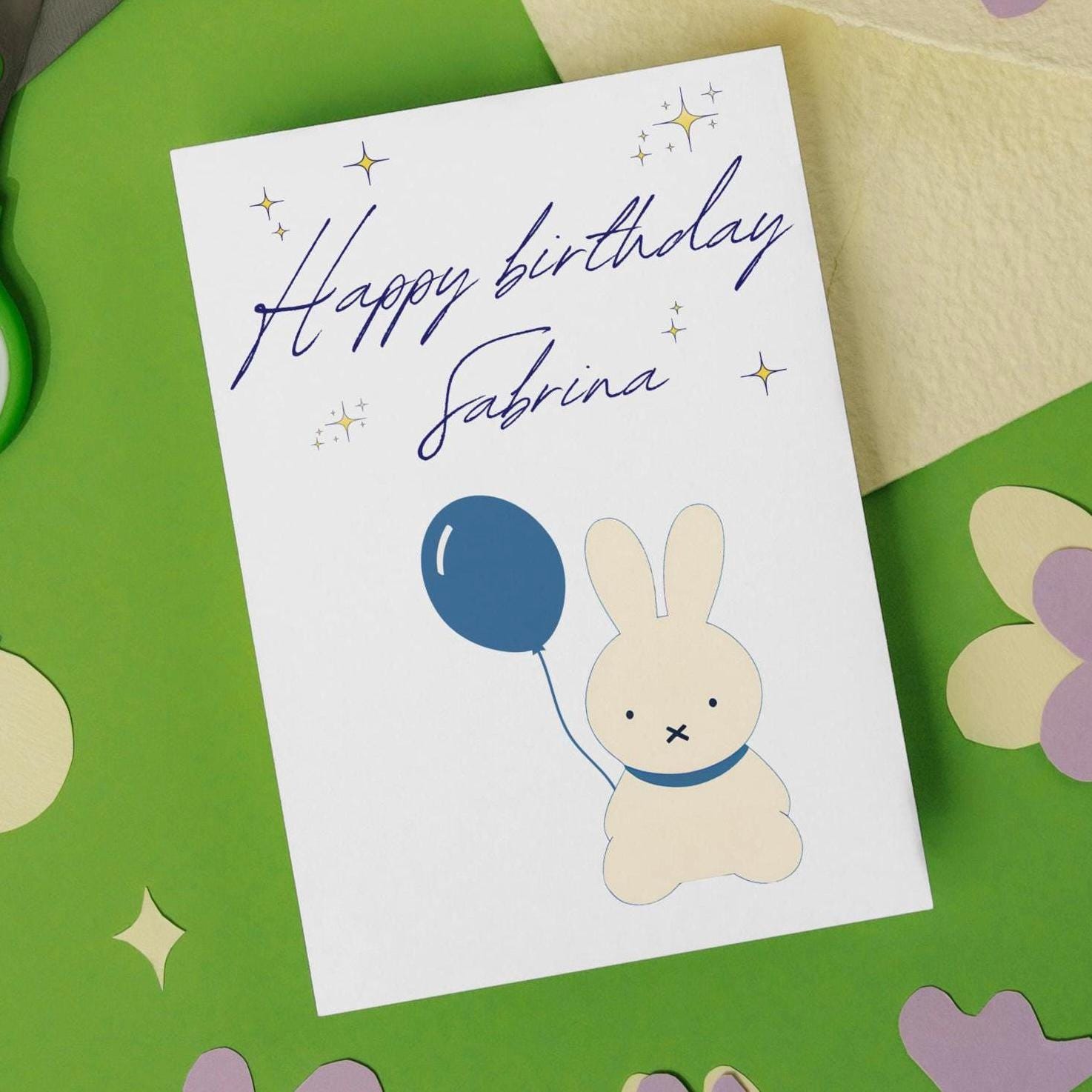 Editable Miffy Birthday Card, Digital Download, Miffy, Personalized ...