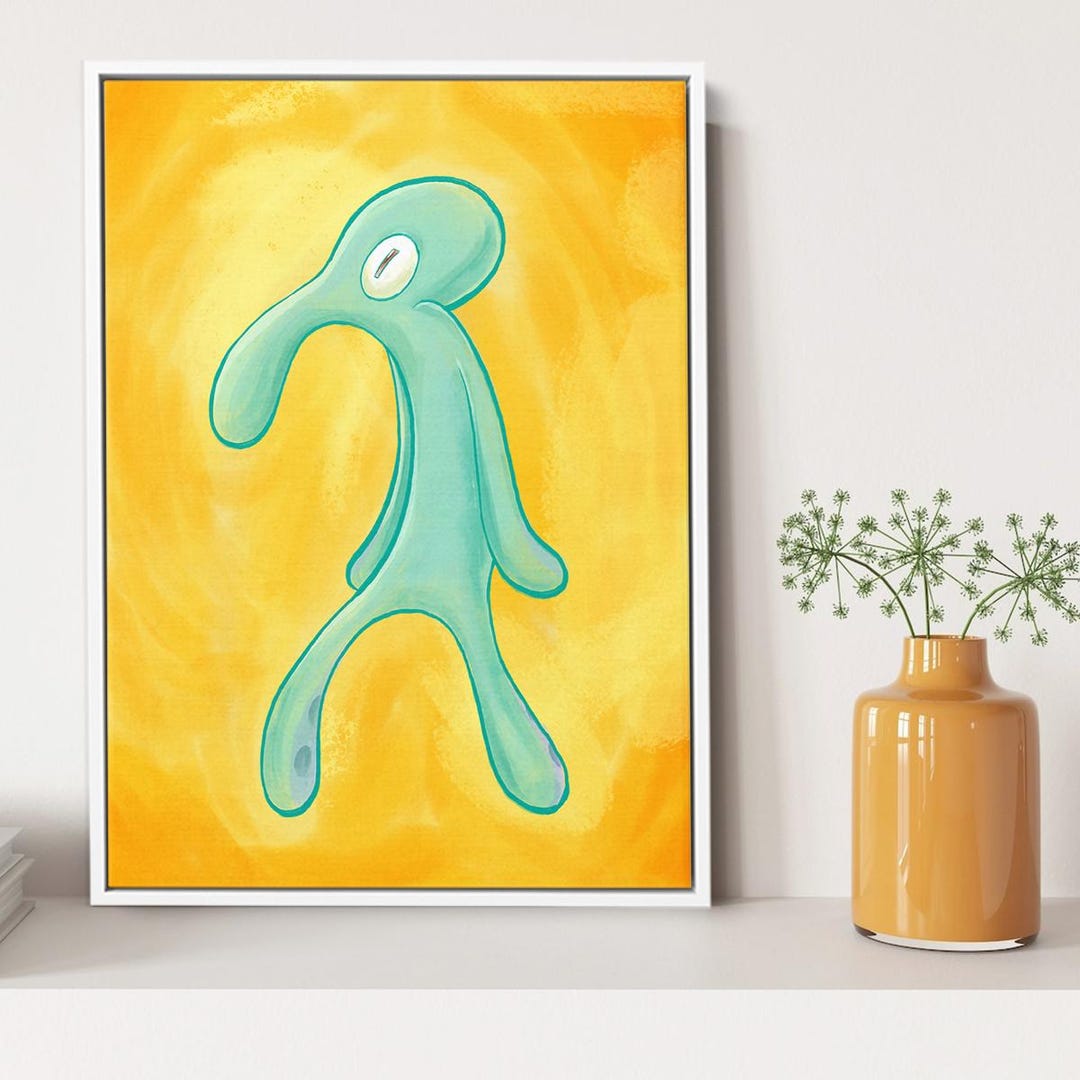 Squidward Painting Print, Abstract Wall Art, Squidward Poster, Modern ...
