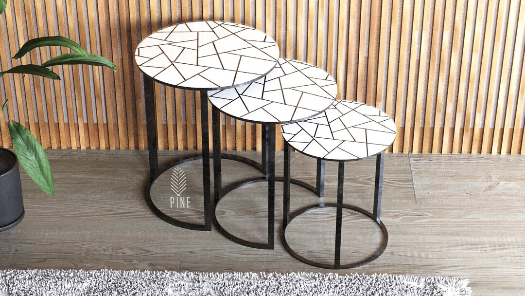 Metal Nesting Table, Nesting Table Set of 3, Coffee Table, Nesting ...