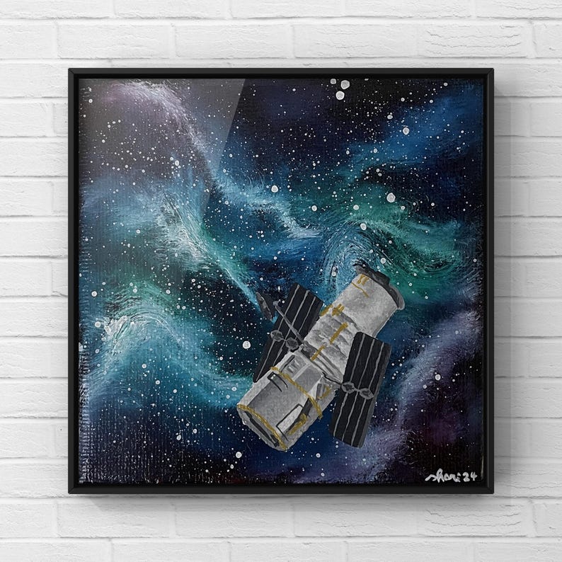Original Art, Space Telescopes Painting, Oil and Acrylic on Canvas ...
