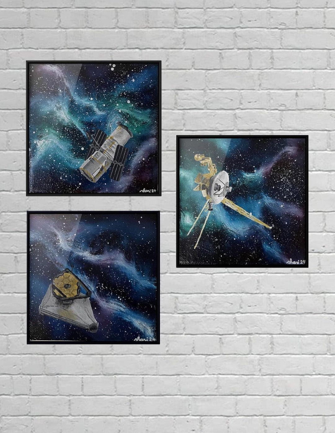 Original Art, Space Telescopes Painting, Oil and Acrylic on Canvas ...