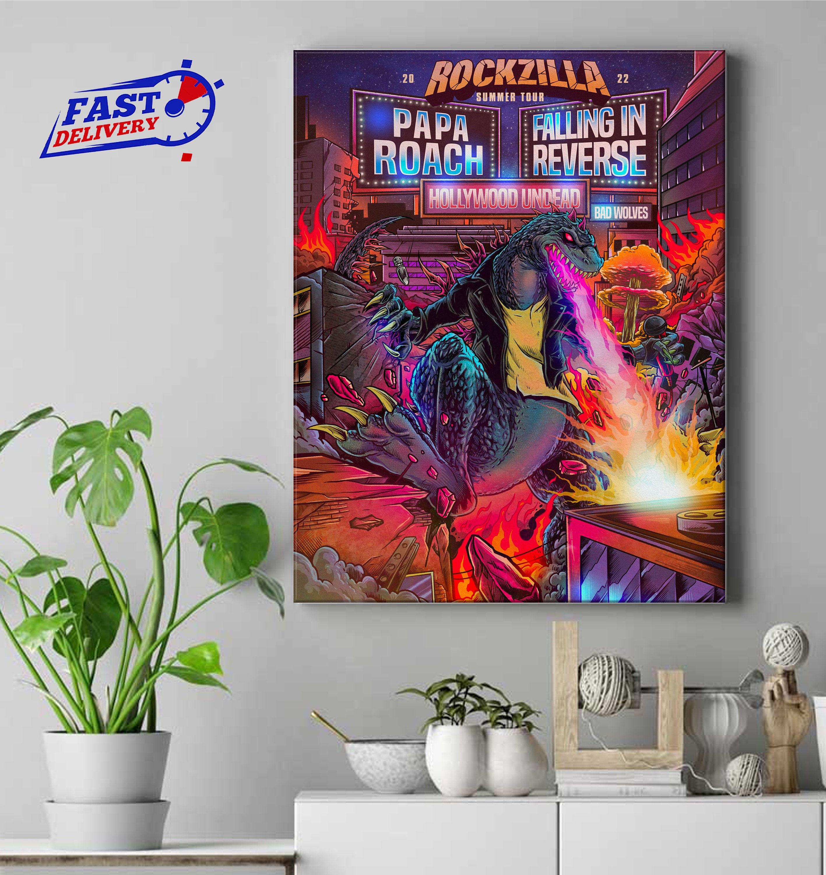 Rockzilla Summer Tour 2022 Poster, Falling In Reverse Papa Roach Bad ...