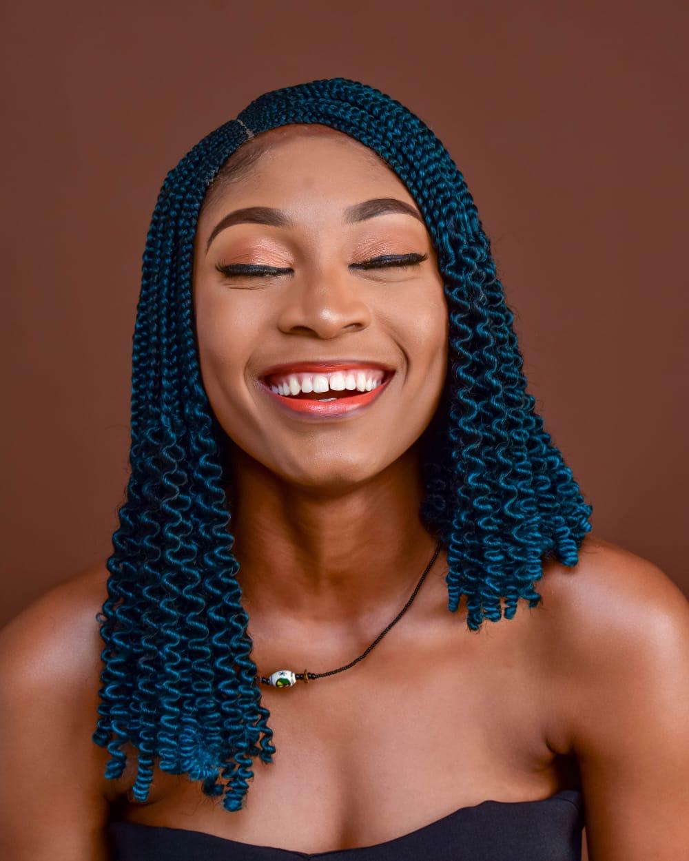 Coral Blue Middle Part Cornrow Braids With Curly Ends - Etsy