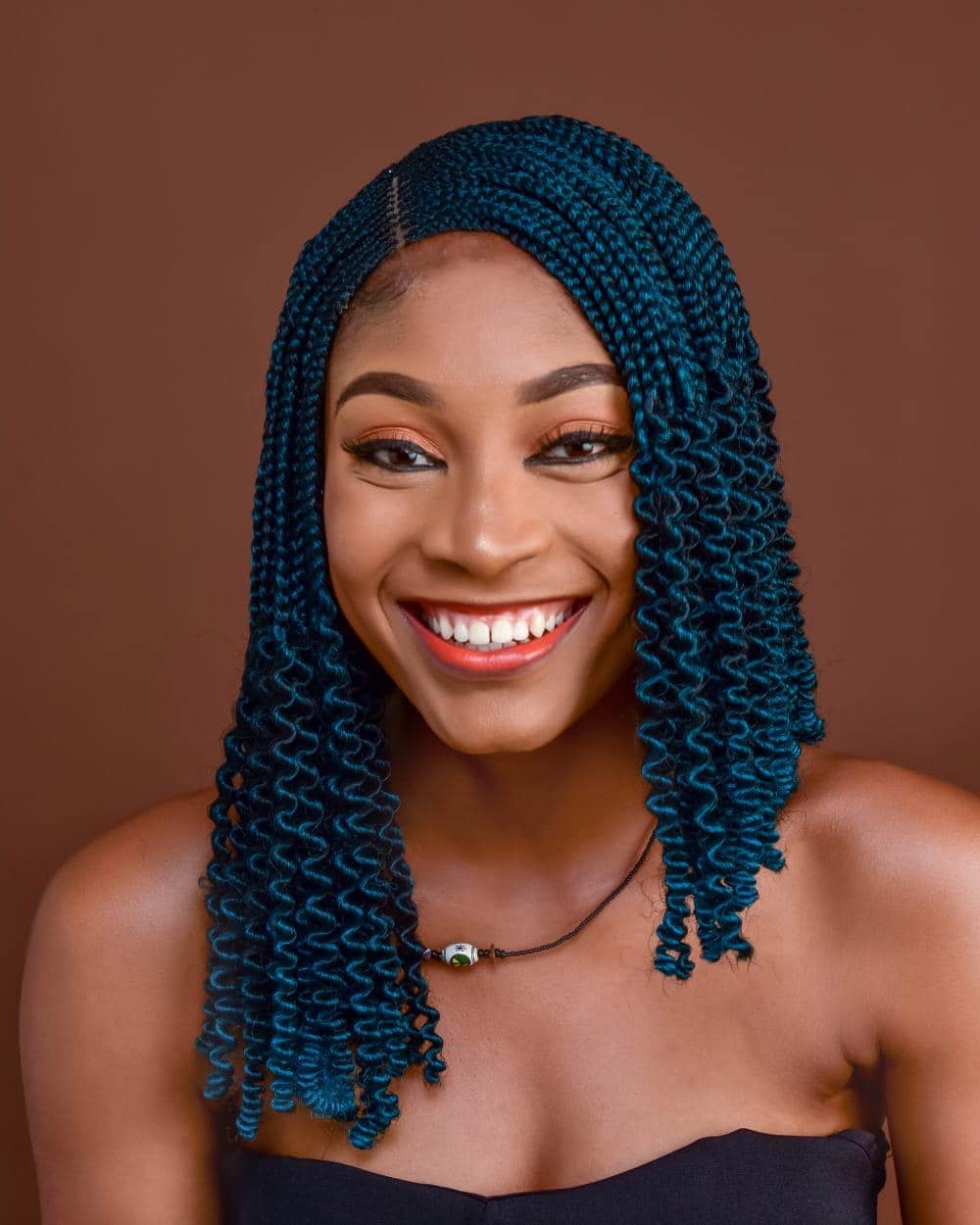 Coral Blue Middle Part Cornrow Braids With Curly Ends - Etsy