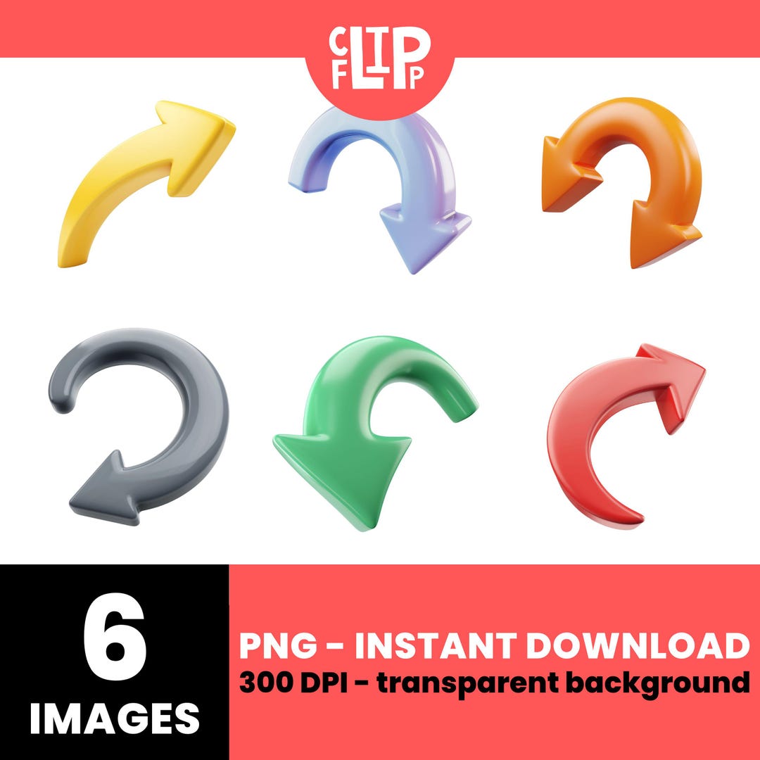 Curved Direction 3d Arrow Clipart – Clip Art Commercial Use, PNG Images ...