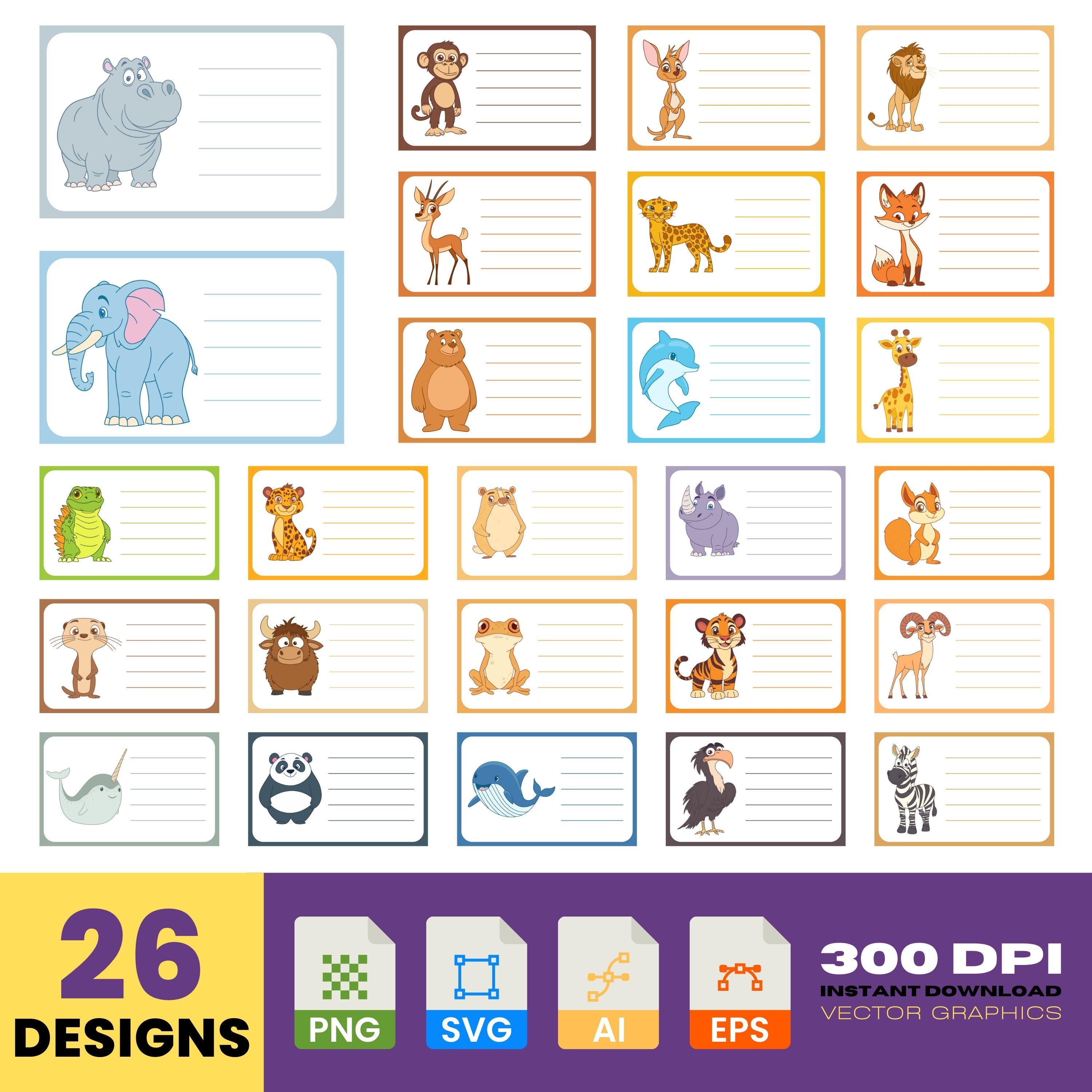 Animal Name Labels Clipart | Printable Name Tags | Cute Animal Labels ...