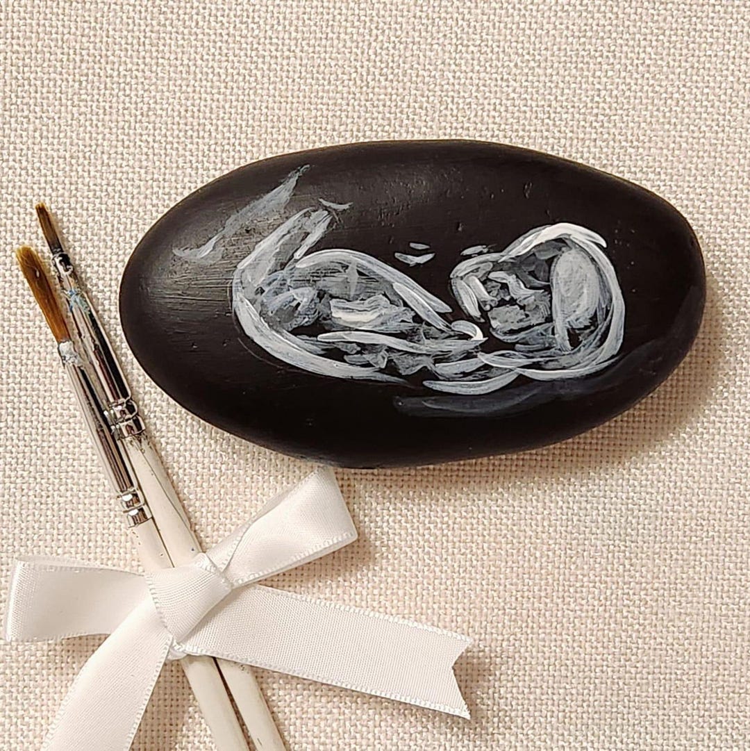 Custom Baby Ultrasound Hand Painted Rock, Personalised Keepsake Baby ...