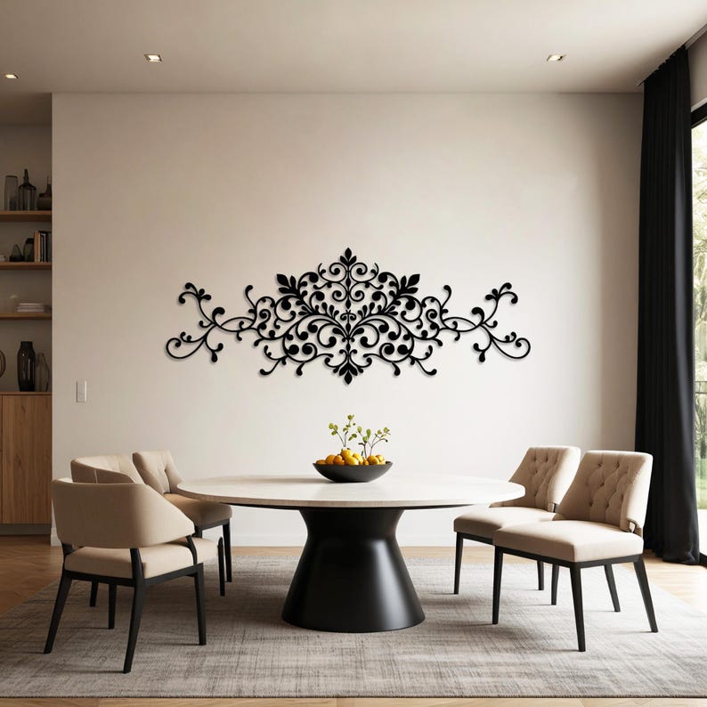 Elegant Scroll Metal Wall Art, Bedroom Decor, Indoor Outdoor Art ...