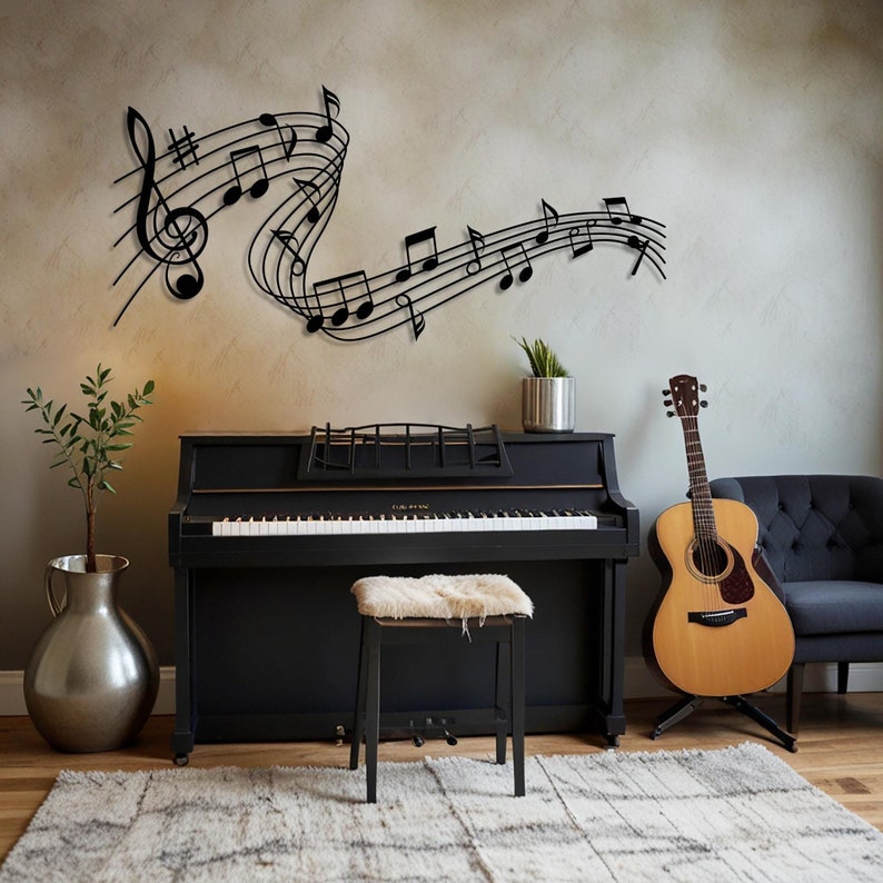 Music Notes Metal Wall Art , Music Room Decor , Music Lover Gift ...