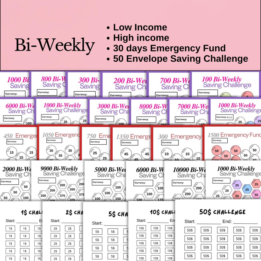 Biweekly Savings Challenge Bundle Mini Money Savings Challenges Mega ...