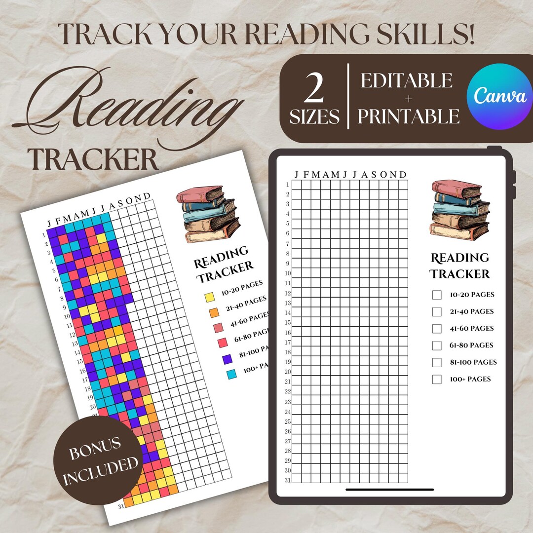 Book Tracker Printable Reading Tracker Log Bullet Journal Page Monthly ...