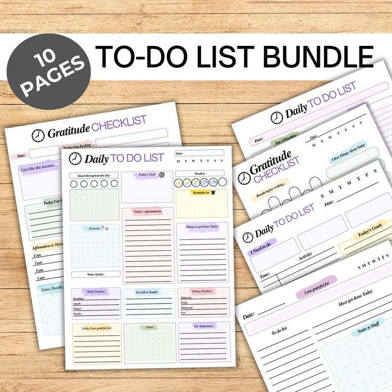 Digital To-do List Printable Daily to Do List Bundle Goodnotes One Note ...