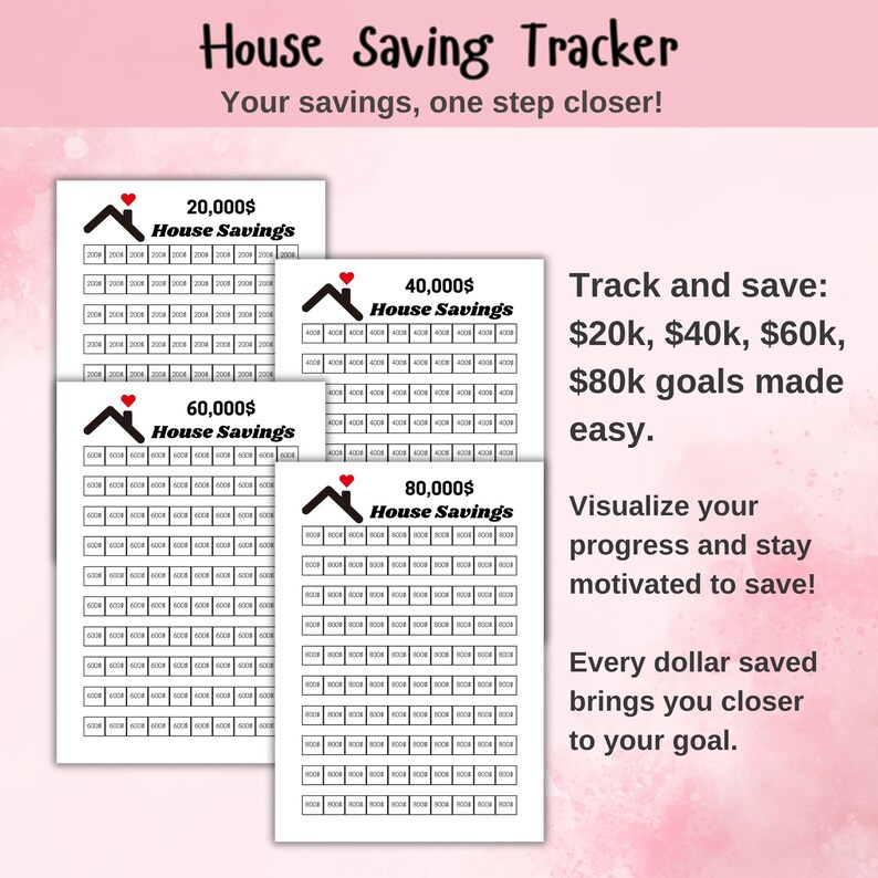 House Savings Challenge Tracker, Mini Savings Challenge Printable Money ...