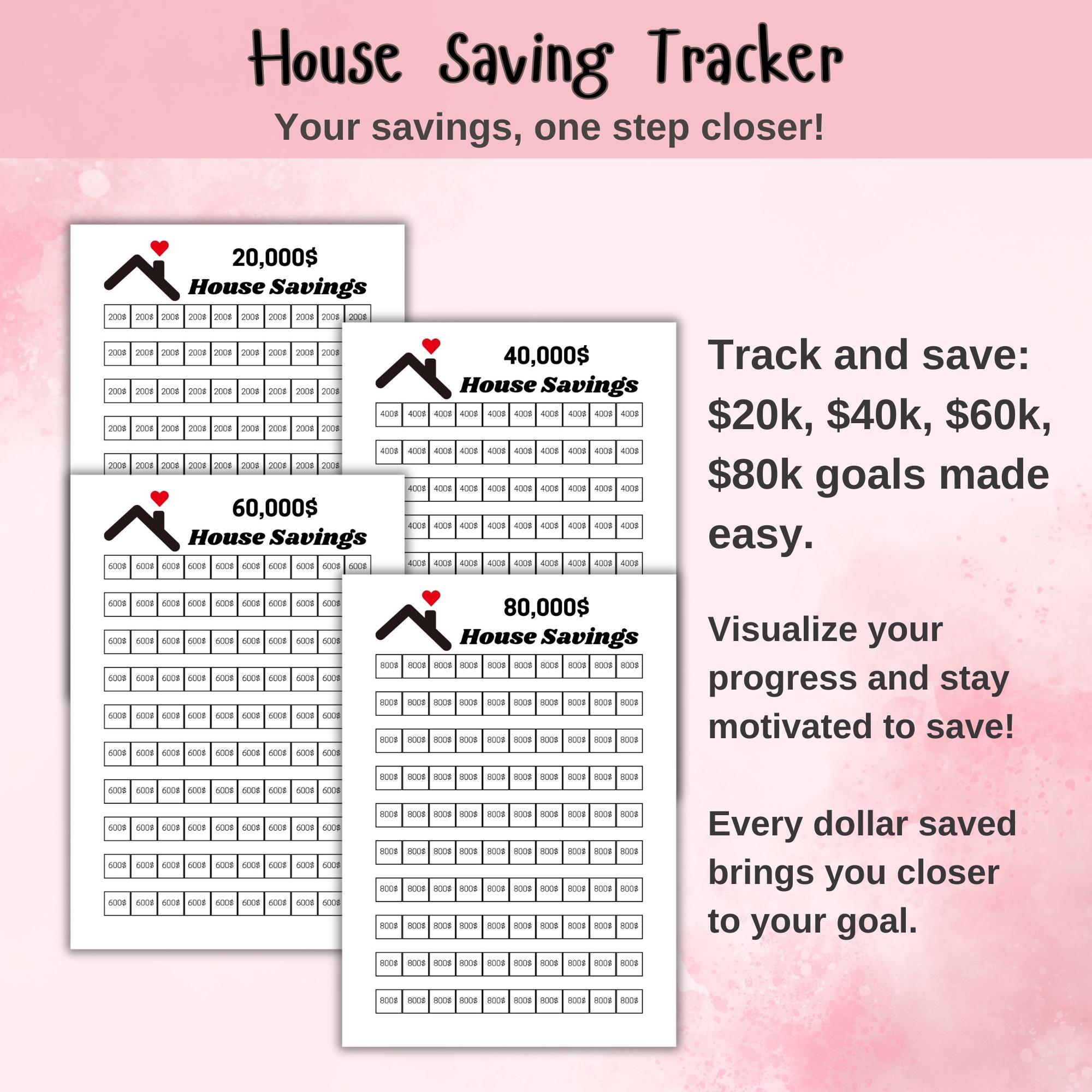 House Savings Challenge Tracker, Mini Savings Challenge Printable Money ...
