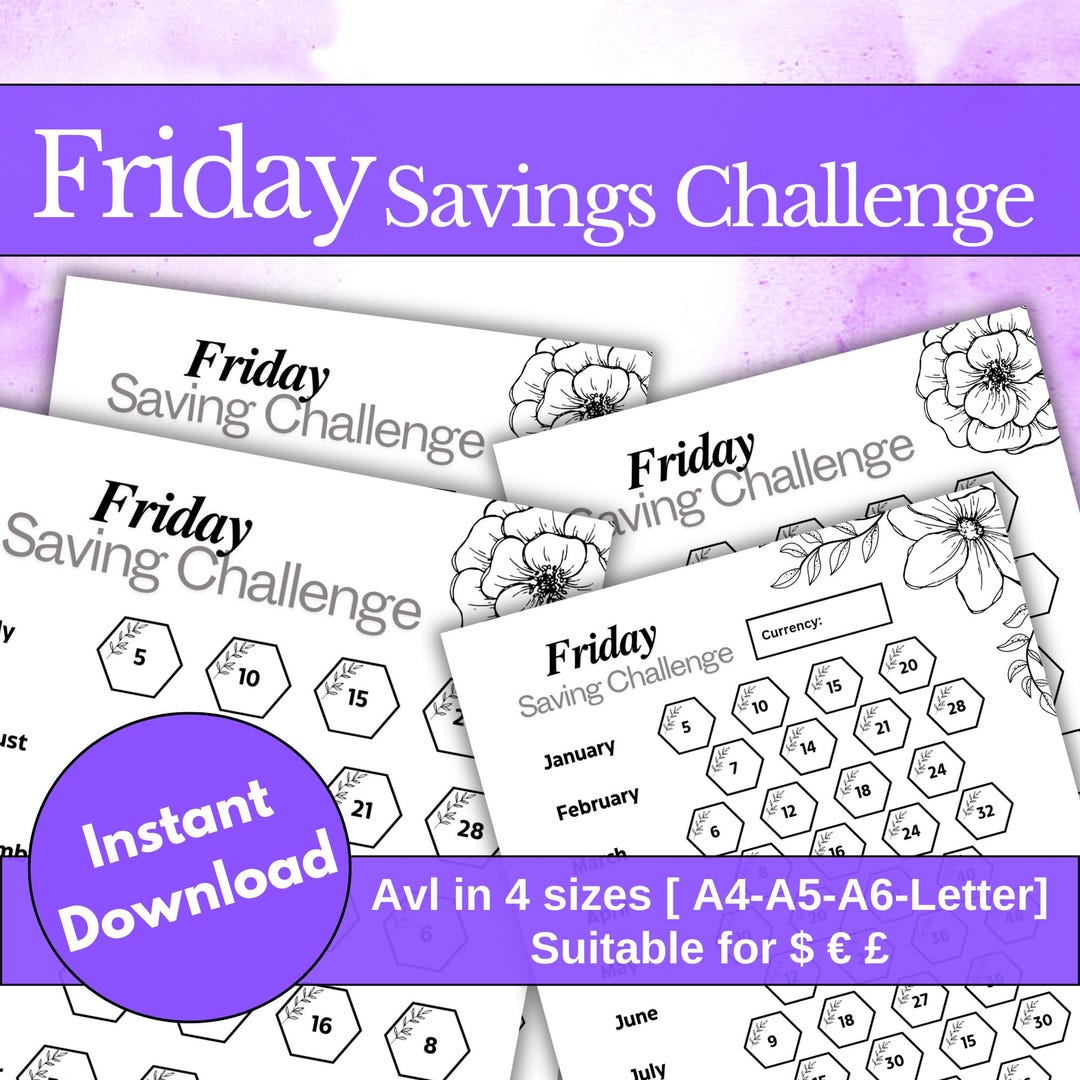 2025 Friday Savings Challenge Printable Weekly Saving Challenge ...