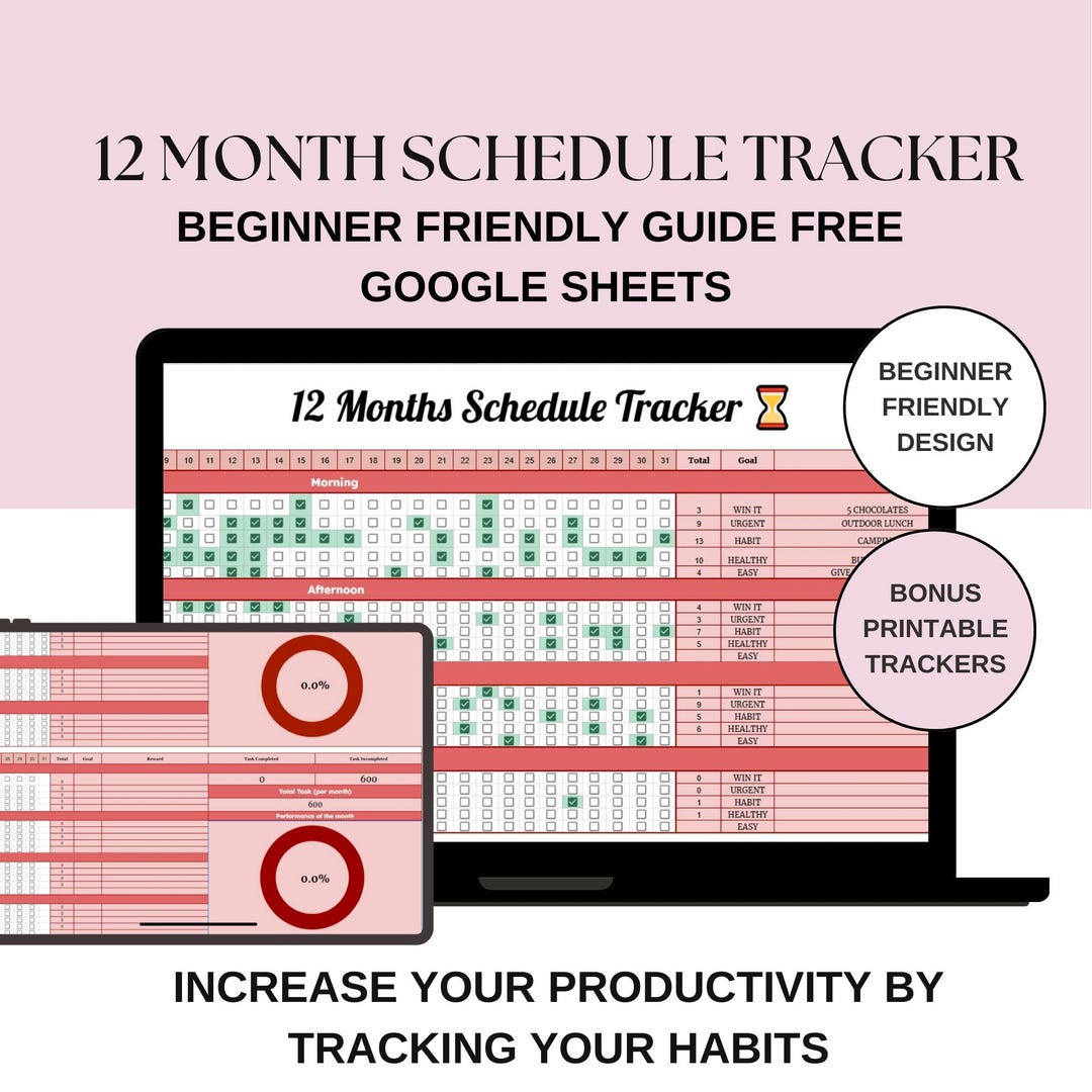 Task Tracker Google Sheet Template Daily Goal Planner Template Task ...