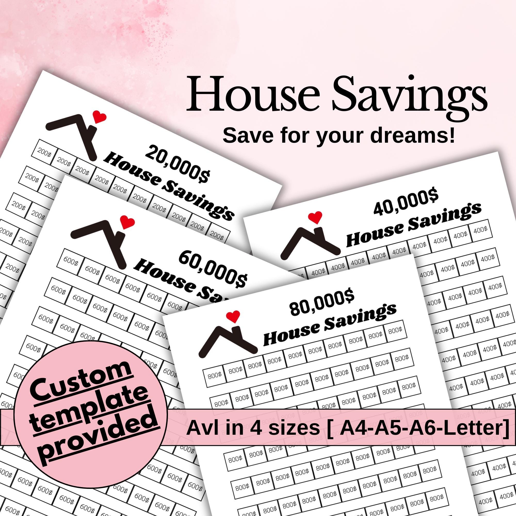 House Savings Challenge Tracker, Mini Savings Challenge Printable Money ...