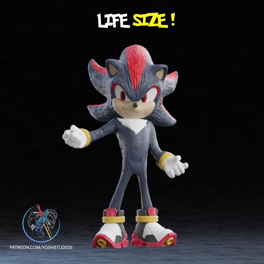 Sonic & Shadow Life Size 3D Printed and Painted - Etsy