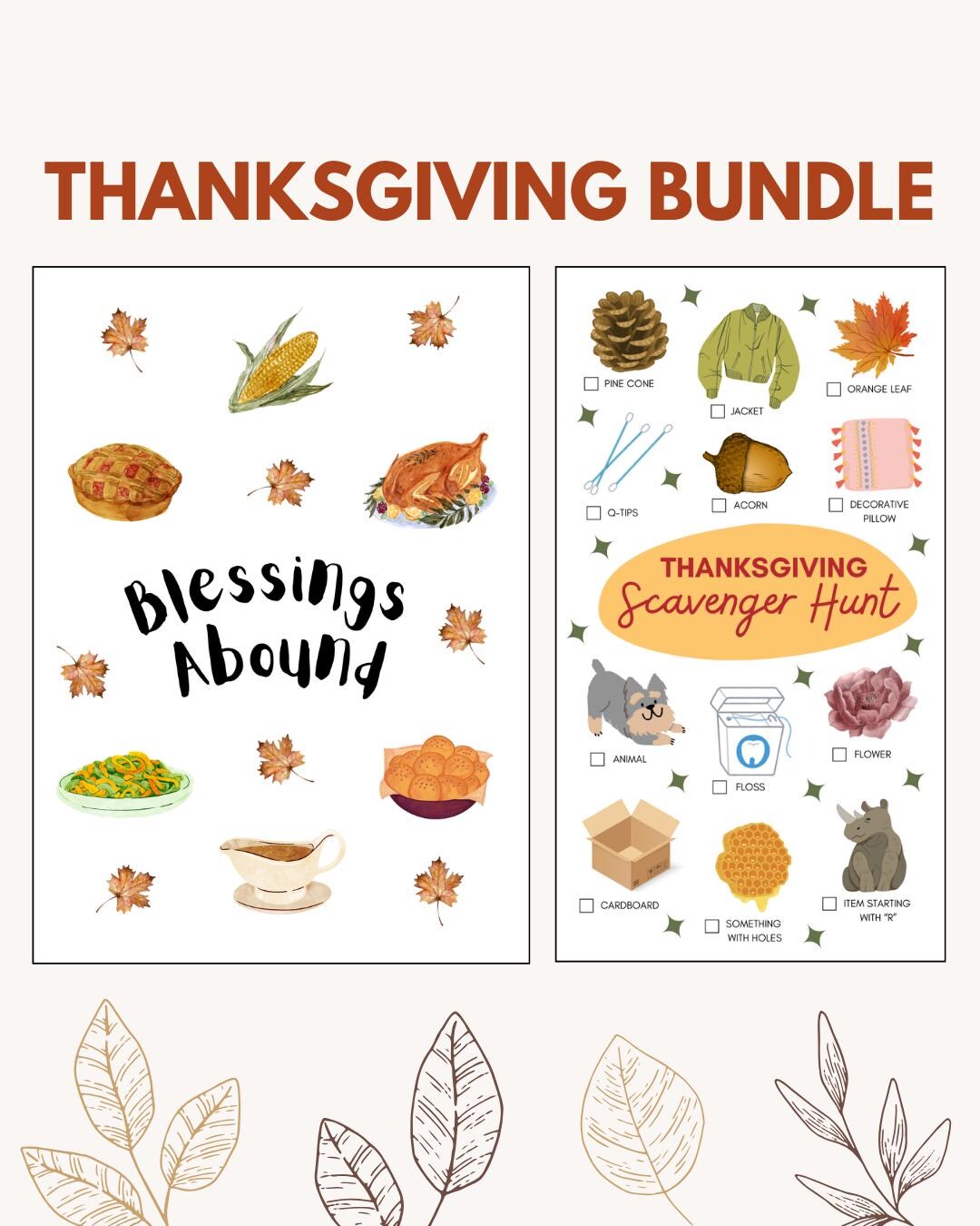 Thanksgiving Print and Scavenger Hunt, Thanksgiving Bundle - Etsy
