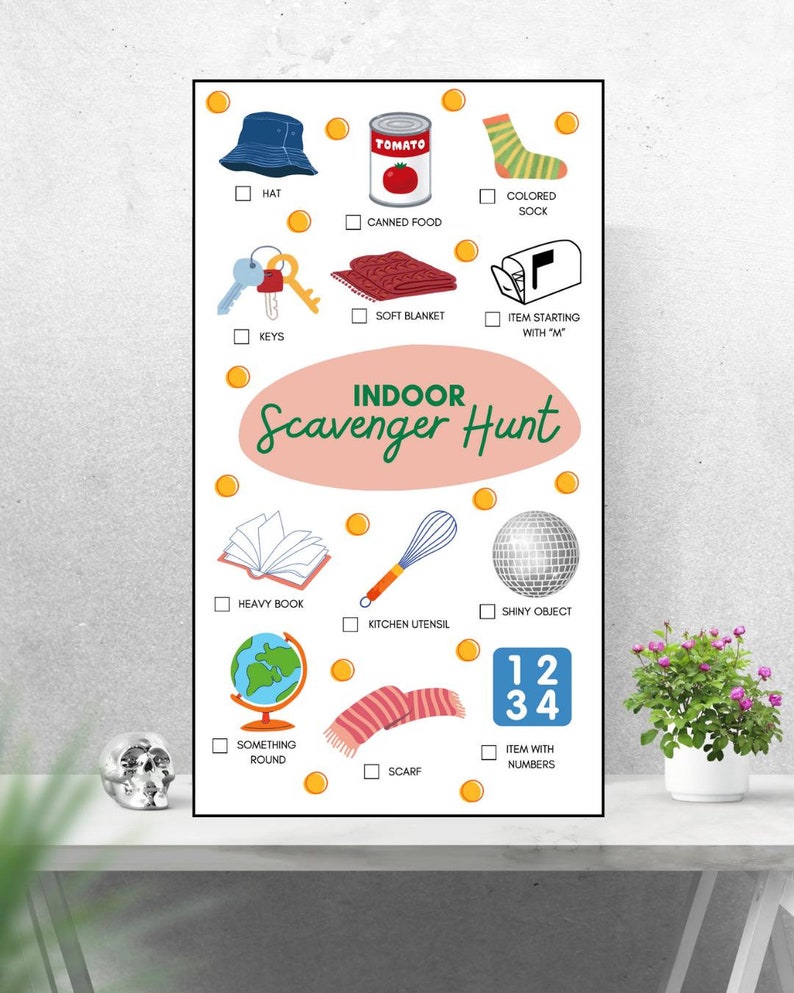 Indoor Scavenger Hunt, Rainy Day Scavenger Hunt, Indoor Adventure List ...