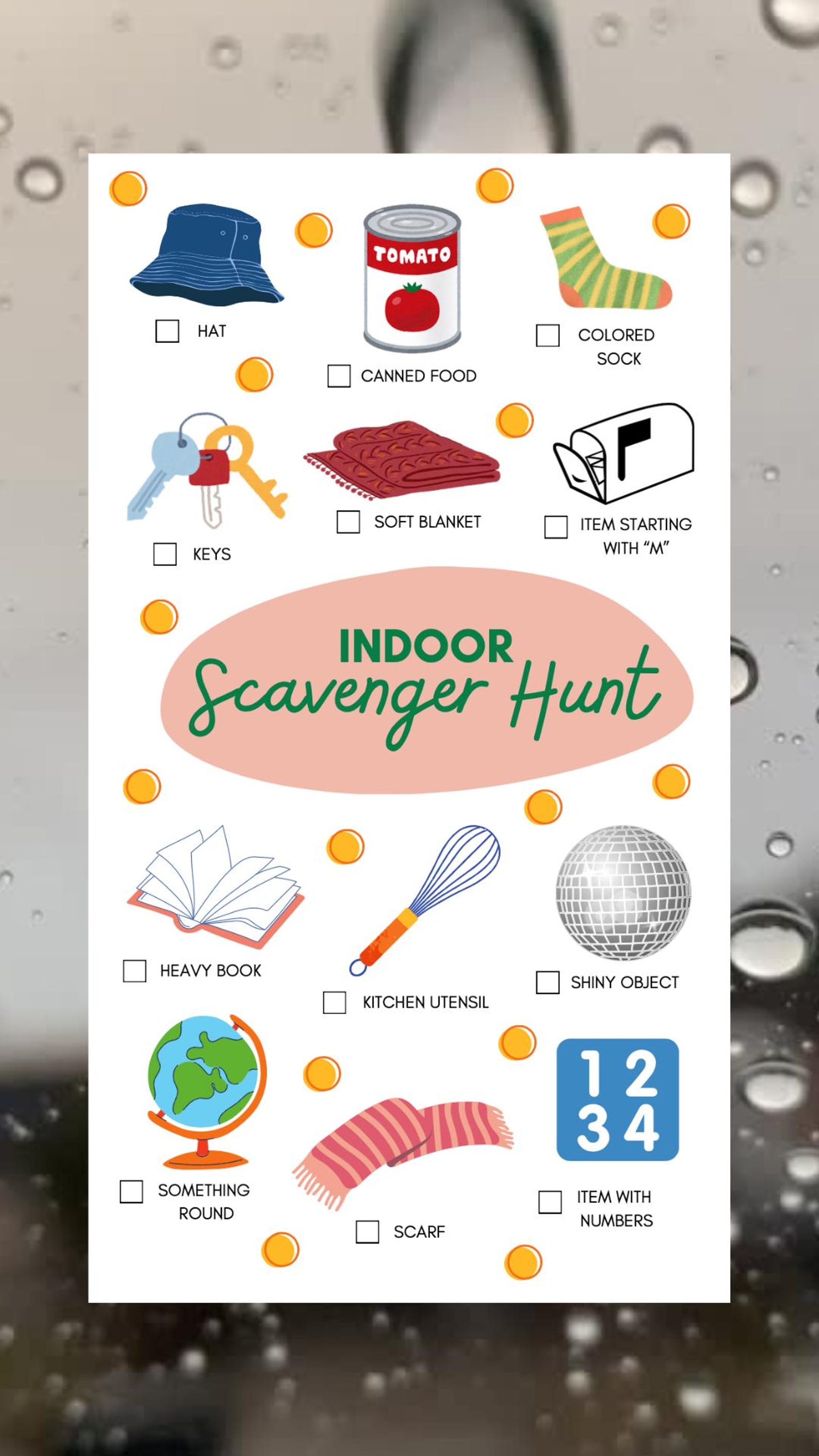 Indoor Scavenger Hunt, Rainy Day Scavenger Hunt, Indoor Adventure List ...