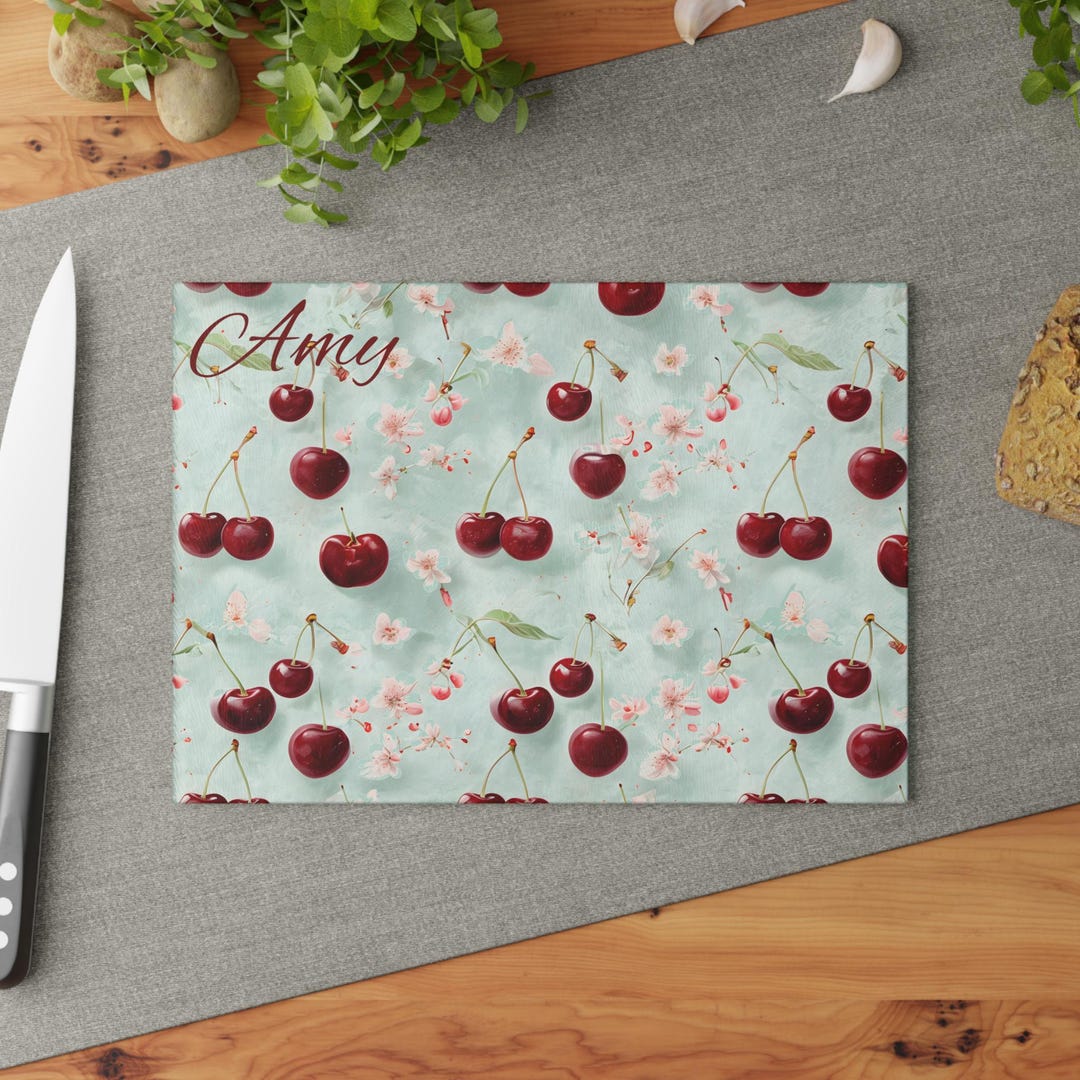 Personalized Cherry Cutting Board, Kitchen Decor, Cherry Aesthetic ...