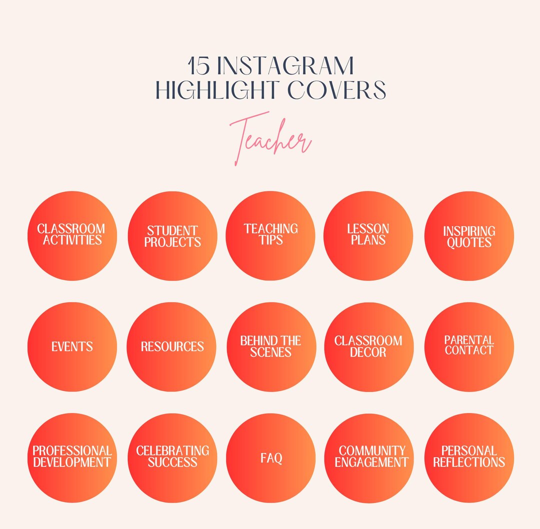 Teacher Instagram Highlight Covers: Red Orange Gradient Education Ig ...