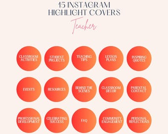 15 Teacher Instagram Highlight Covers Bright Red Educator Instagram ...