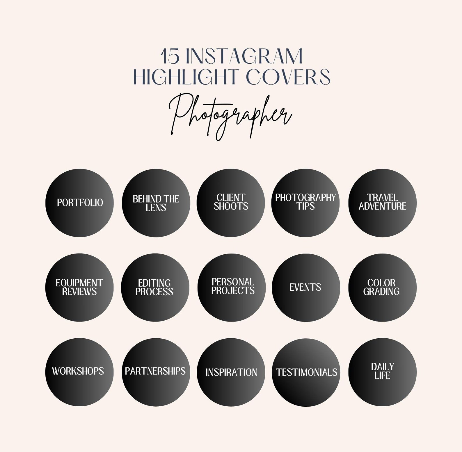 15 Photographer Instagram Highlight Covers Stylish Black Ombre ...