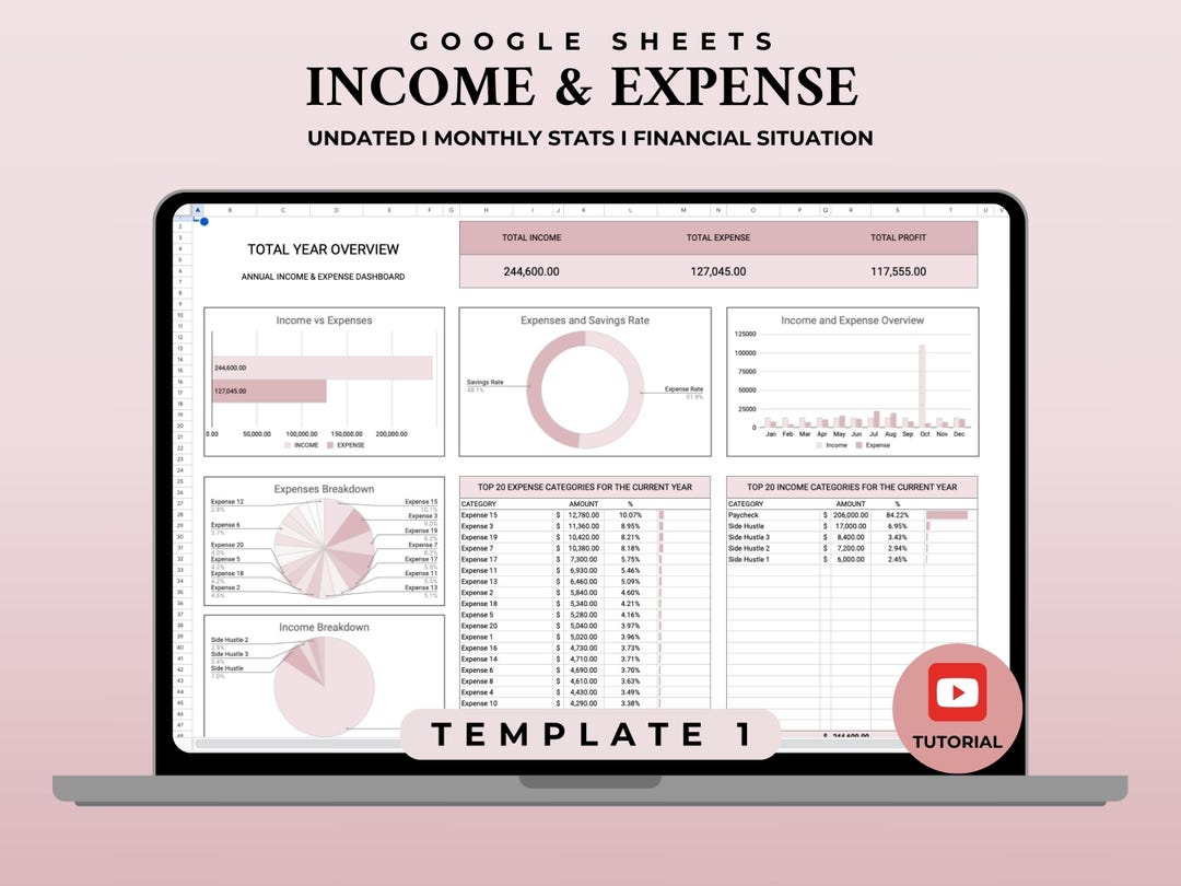 Expense Tracker for Google Sheet Income Tracker Template for Google ...