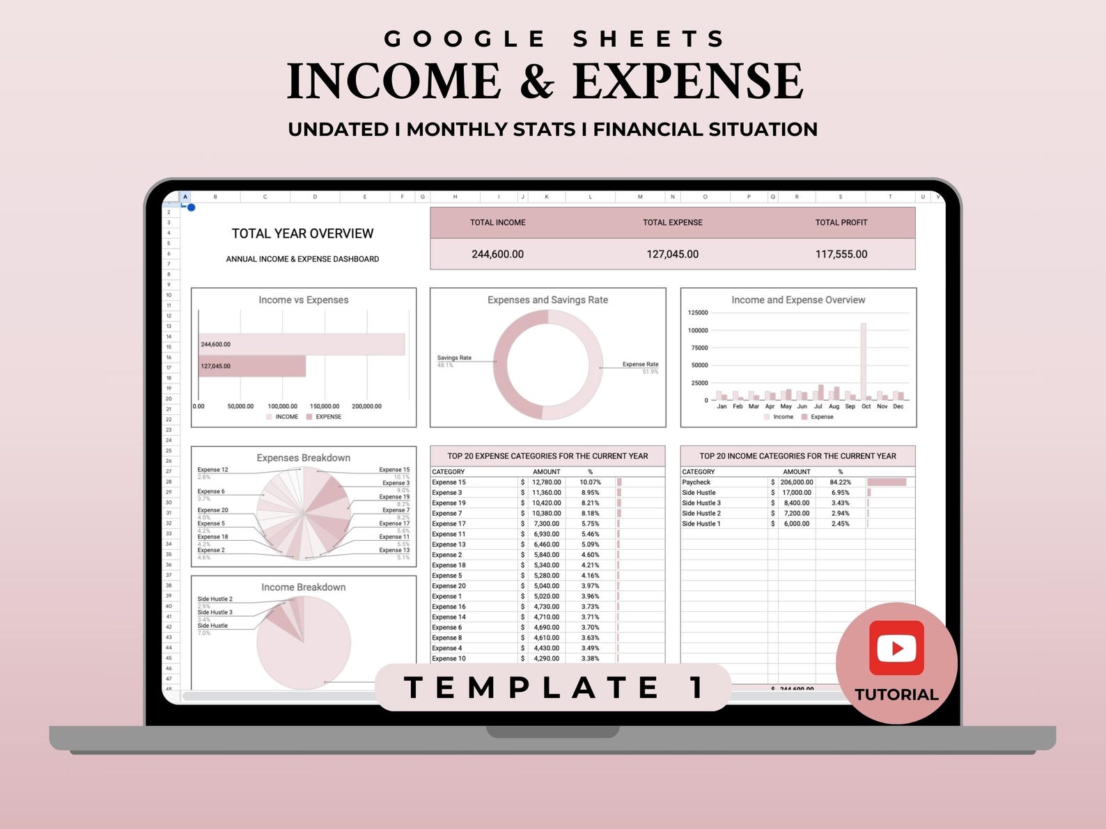 Expense Tracker for Google Sheet Income Tracker Template for Google ...