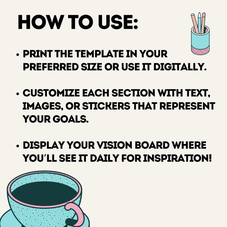 Vision Board Printable: 8-section Goal Planner (digital Download) - Etsy