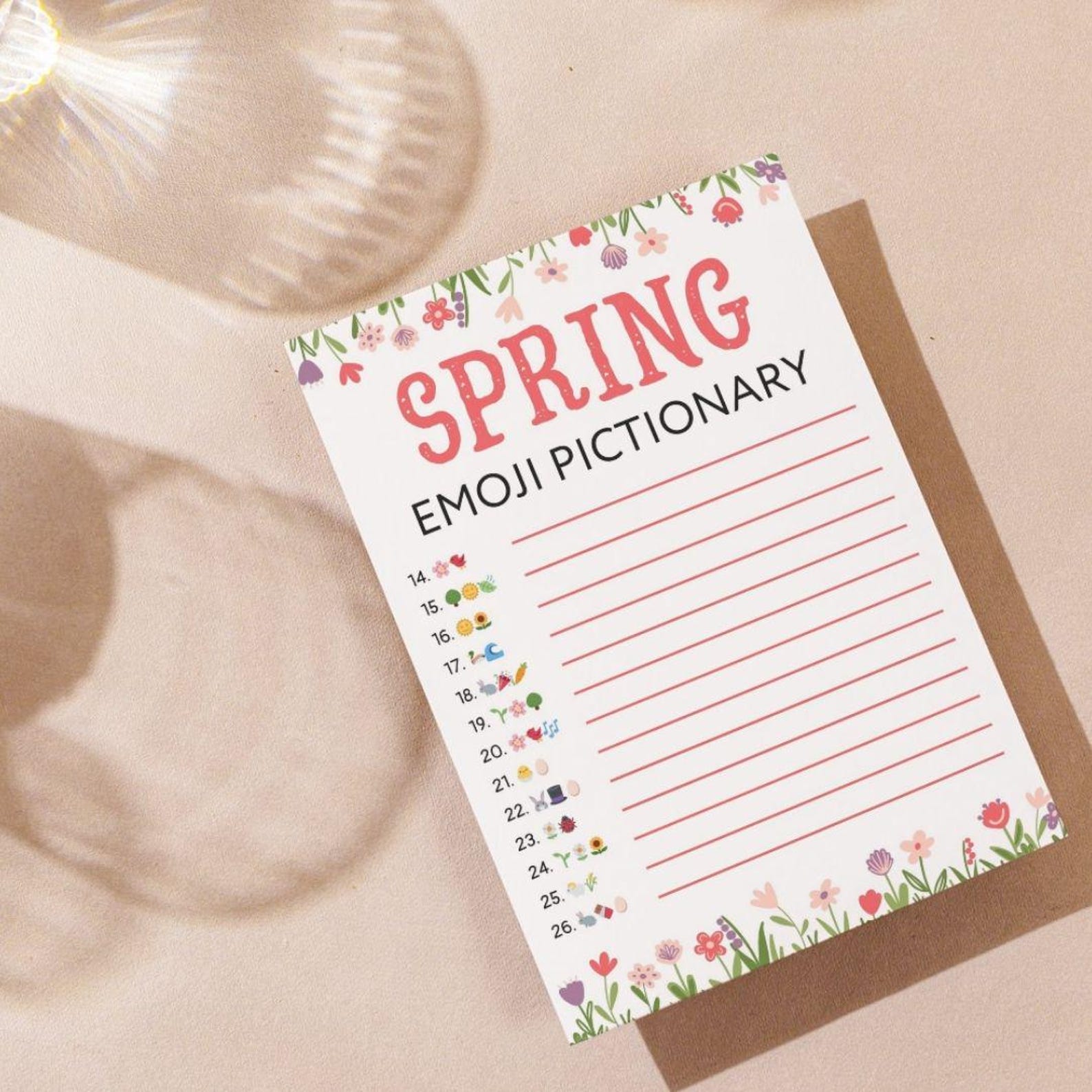 Spring Emoji Pictionary – Fun Printable Game for All Ages! | A4, US ...