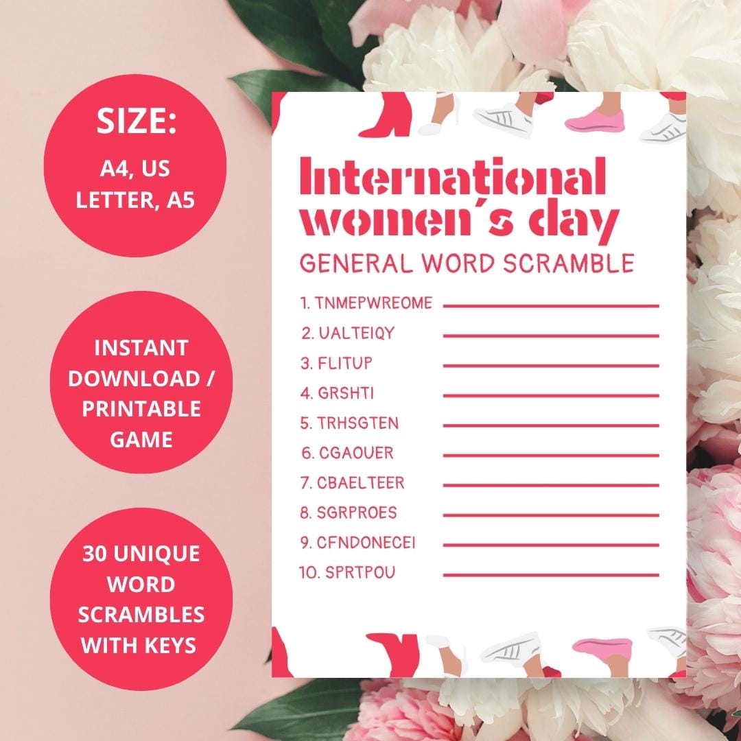 Women's Day Word Scramble: Printable Game (instant Download) - Etsy