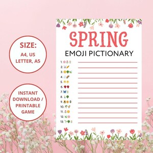 Spring Emoji Pictionary – Fun Printable Game for All Ages! | A4, US ...
