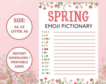 Spring Emoji Pictionary Game: Fun Printable Party Activity (digital ...