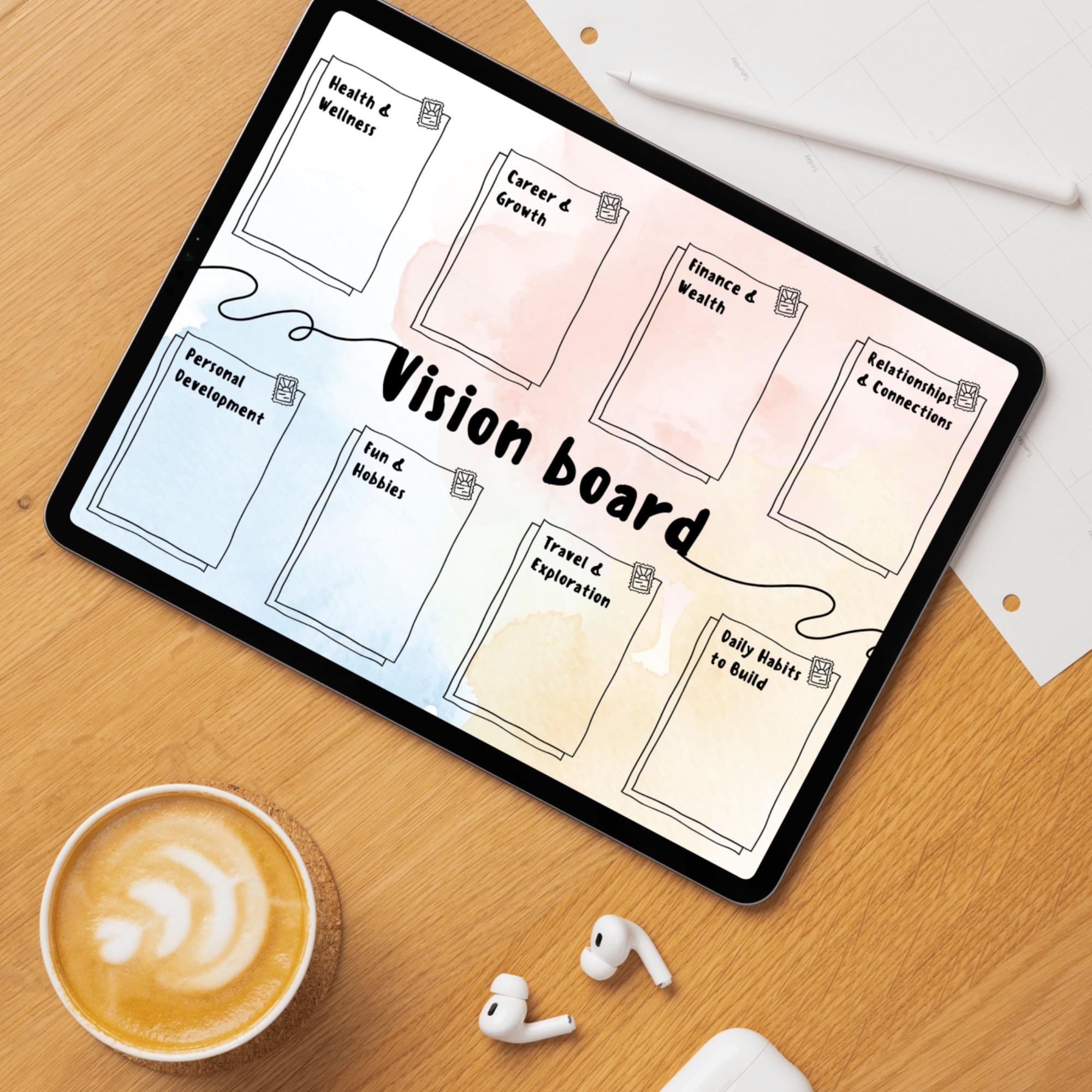 Vision Board Printable: 8-section Goal Planner (digital Download) - Etsy