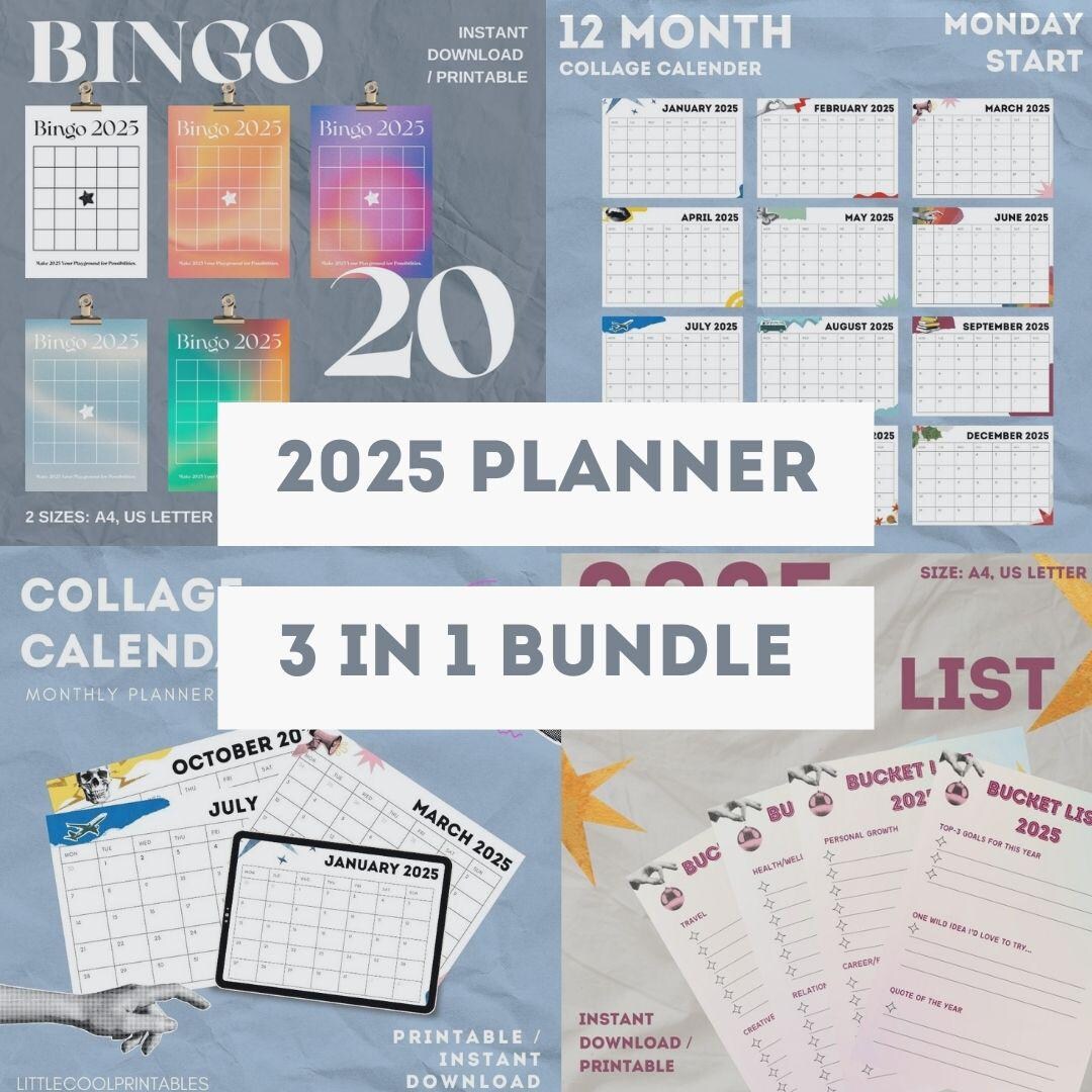 Plan Your Future in Style With Retro 2025 Printable Set: Planner, Bingo ...