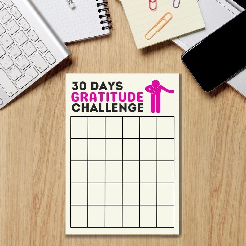 30-day Gratitude Challenge Printable | Daily Prompts for Mindfulness ...