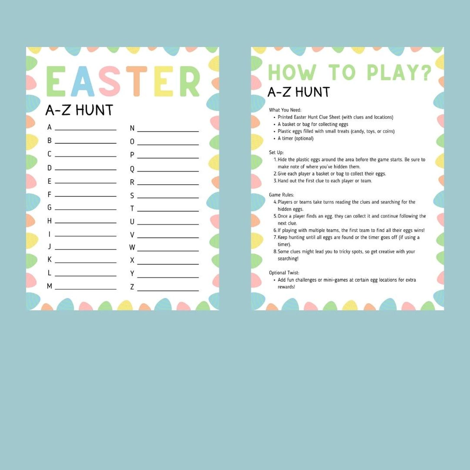 Easter A-Z Hunt Game – Fun Printable Scavenger Hunt for Kids & Families ...