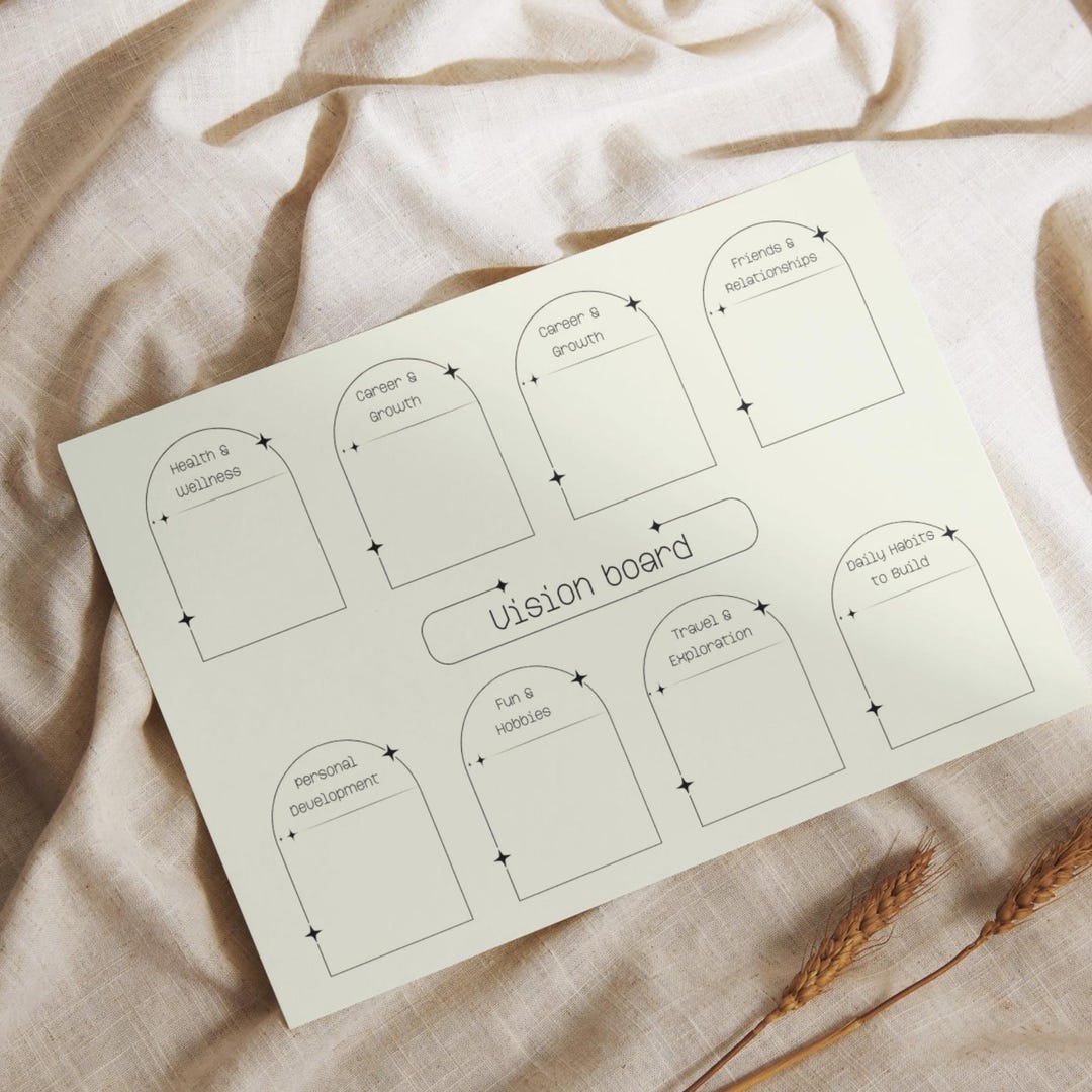 Minimalistic Vision Board Printable | Goal Planner for 2025 ...