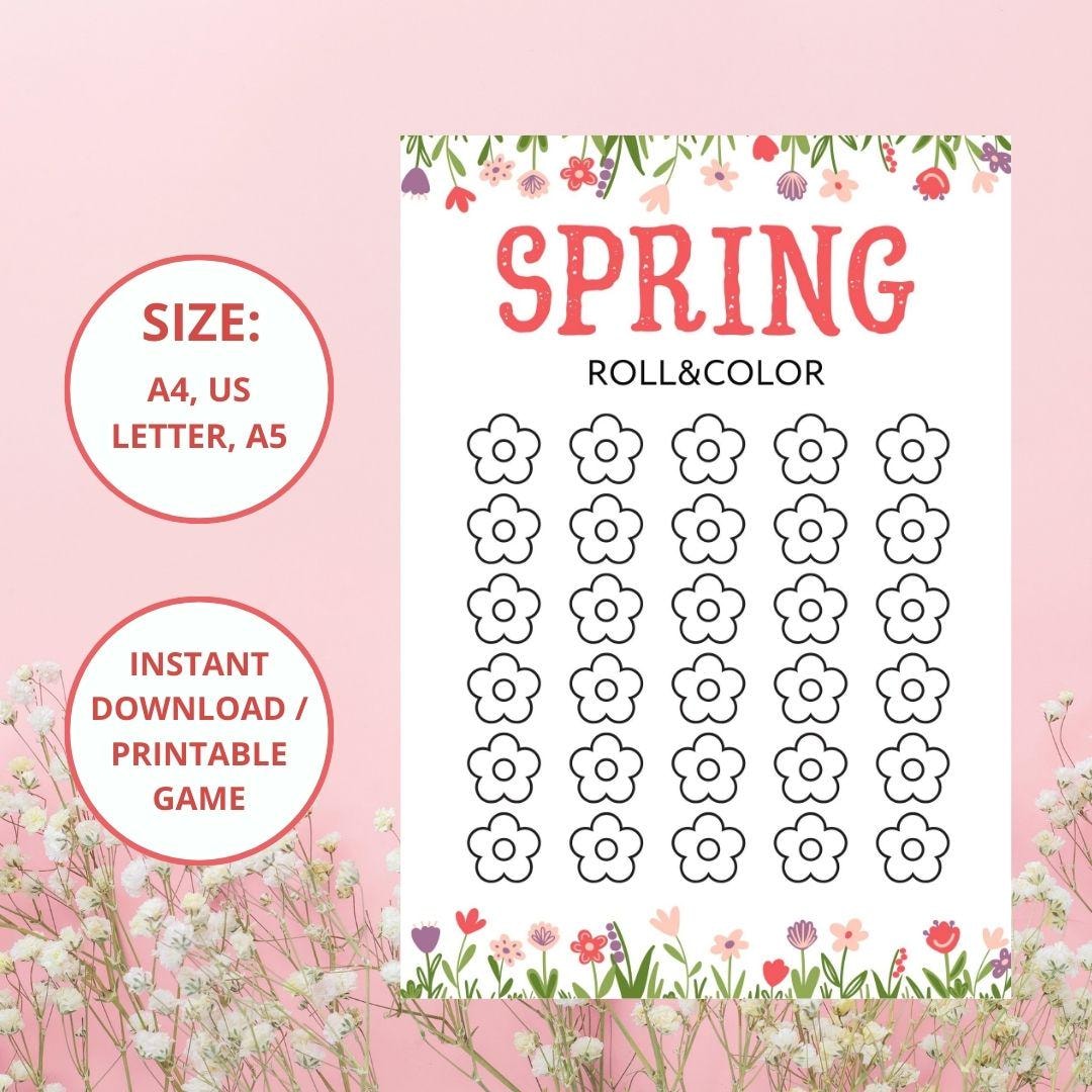Spring Roll & Color Game – Fun Printable Activity for All Ages! | A4 ...