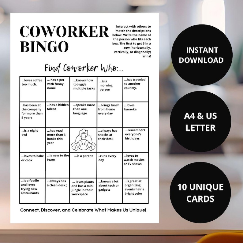 Find a Coworker Who Bingo Cards - Office Team Building Game, Fun ...