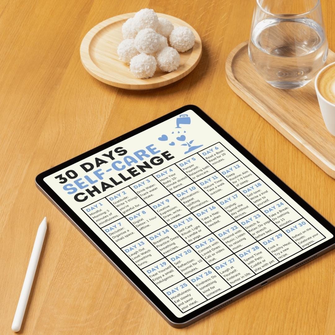 30-day Self-care Challenge Printable | Daily Self-care Tasks | Wellness ...