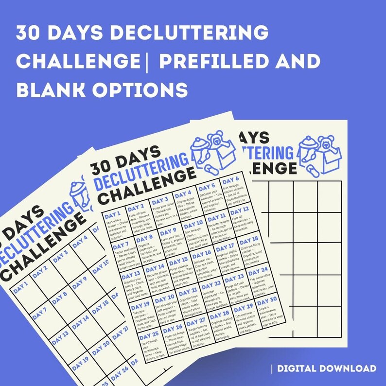 30 Days Decluttering Challenge Printable | Minimalist Organization ...