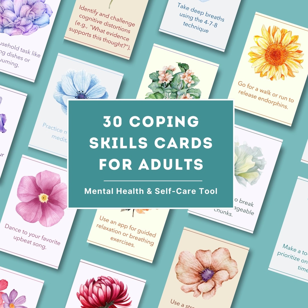 30 Coping Skills Cards for Adults – Printable Mental Health and Self ...
