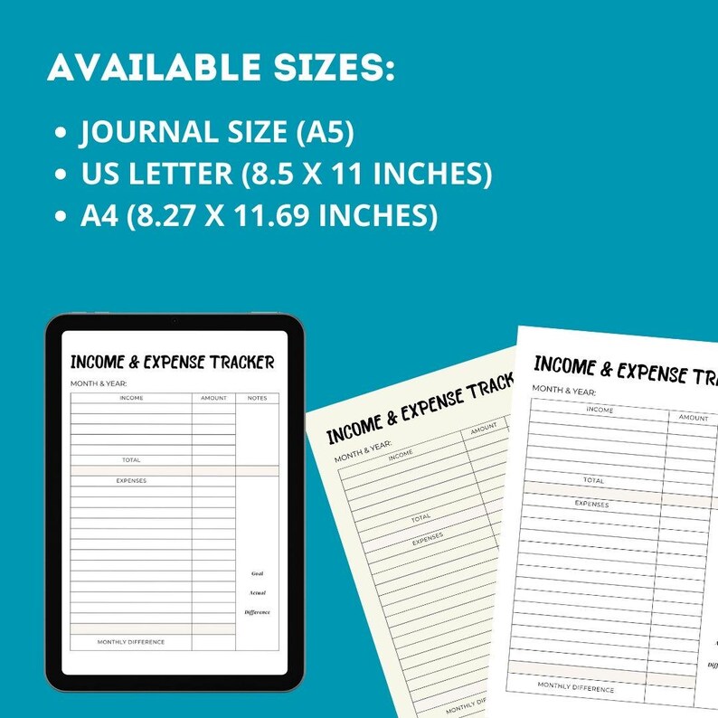 Printable Income & Expense Tracker – Track Your Finances Easily! | A4 ...